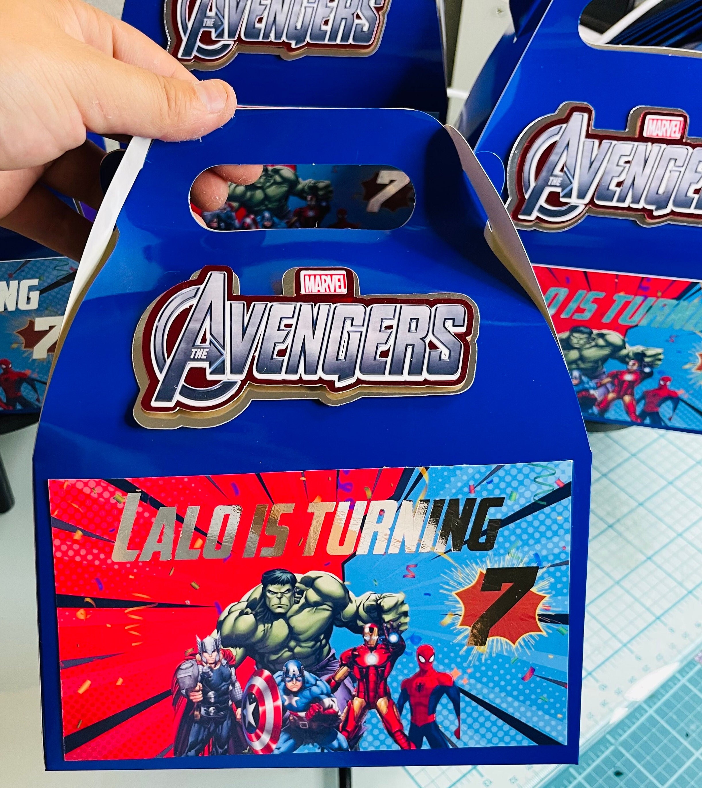 Avengers Marble Gable Boxes With Foil Affect, Treats Box, Party Favors ...