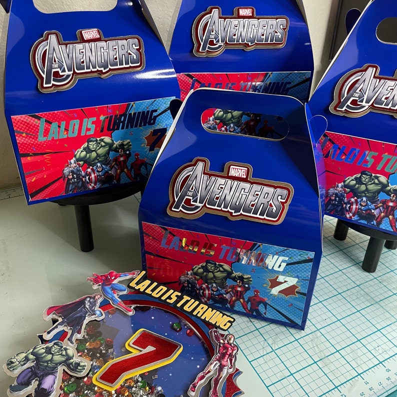 Avengers Marble Gable Boxes With Foil Affect, Treats Box, Party Favors ...