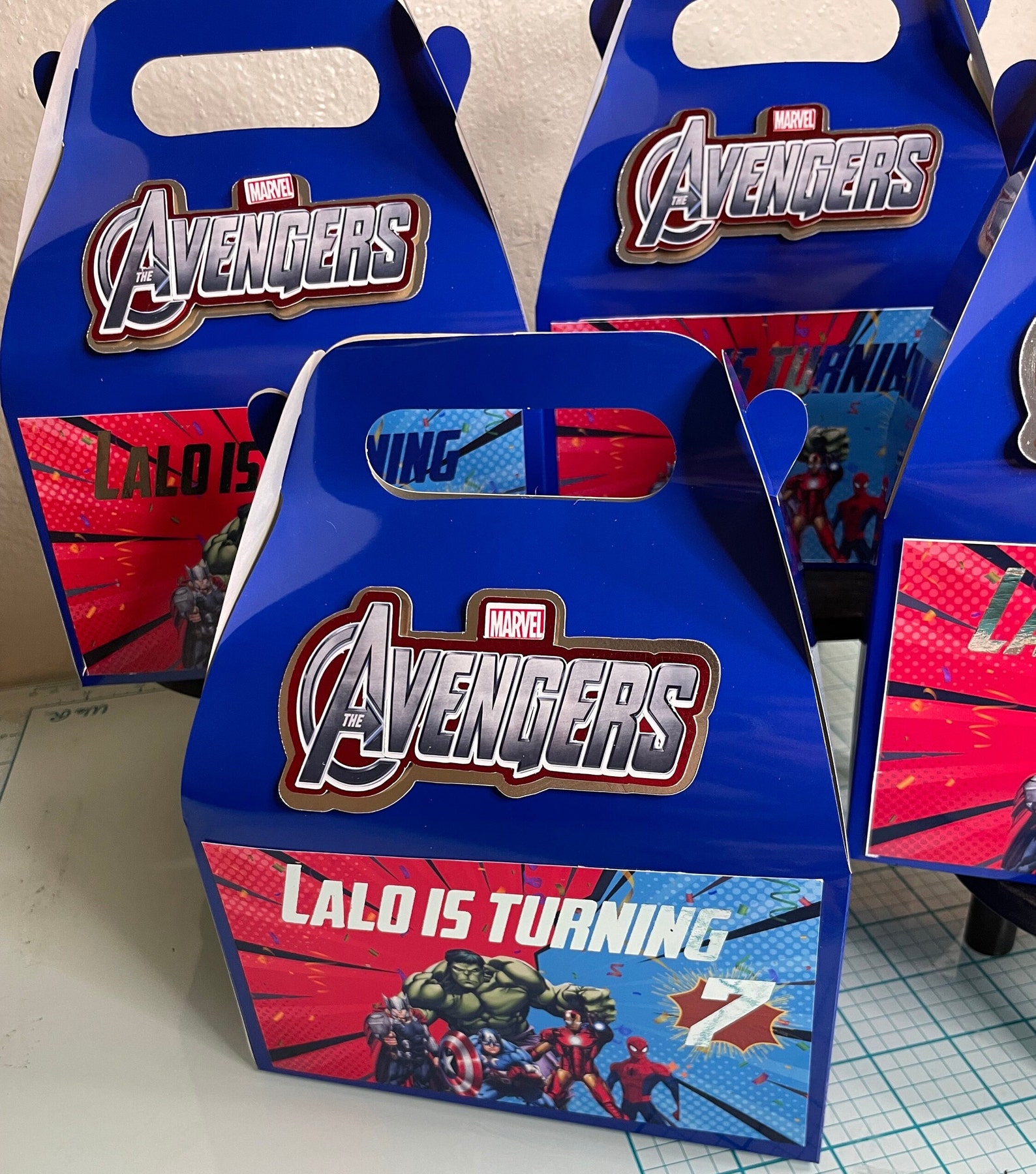 Avengers Marble Gable Boxes With Foil Affect, Treats Box, Party Favors ...