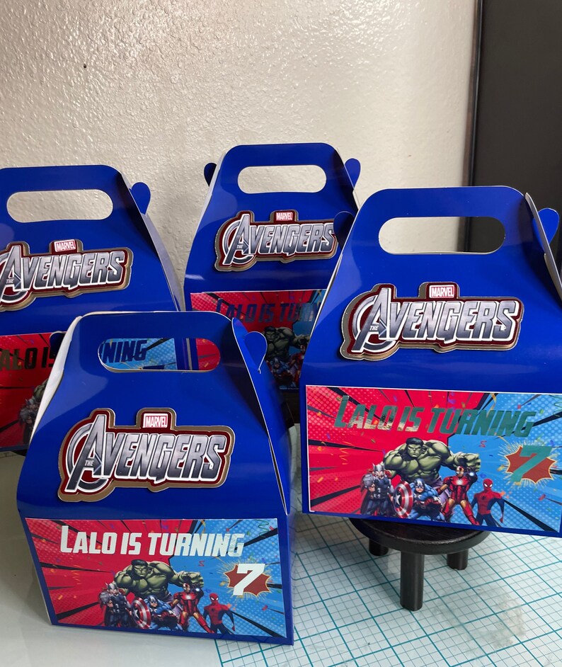 Avengers Marble Gable Boxes With Foil Affect, Treats Box, Party Favors ...
