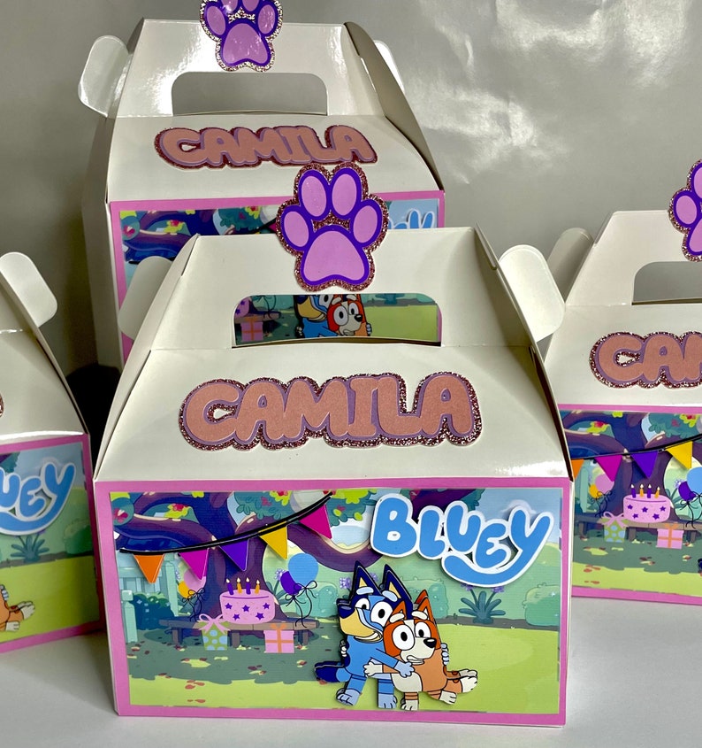 Bluey Gable Boxes, Treats Box, Party Favors, Bluey Party Theme, Snack ...