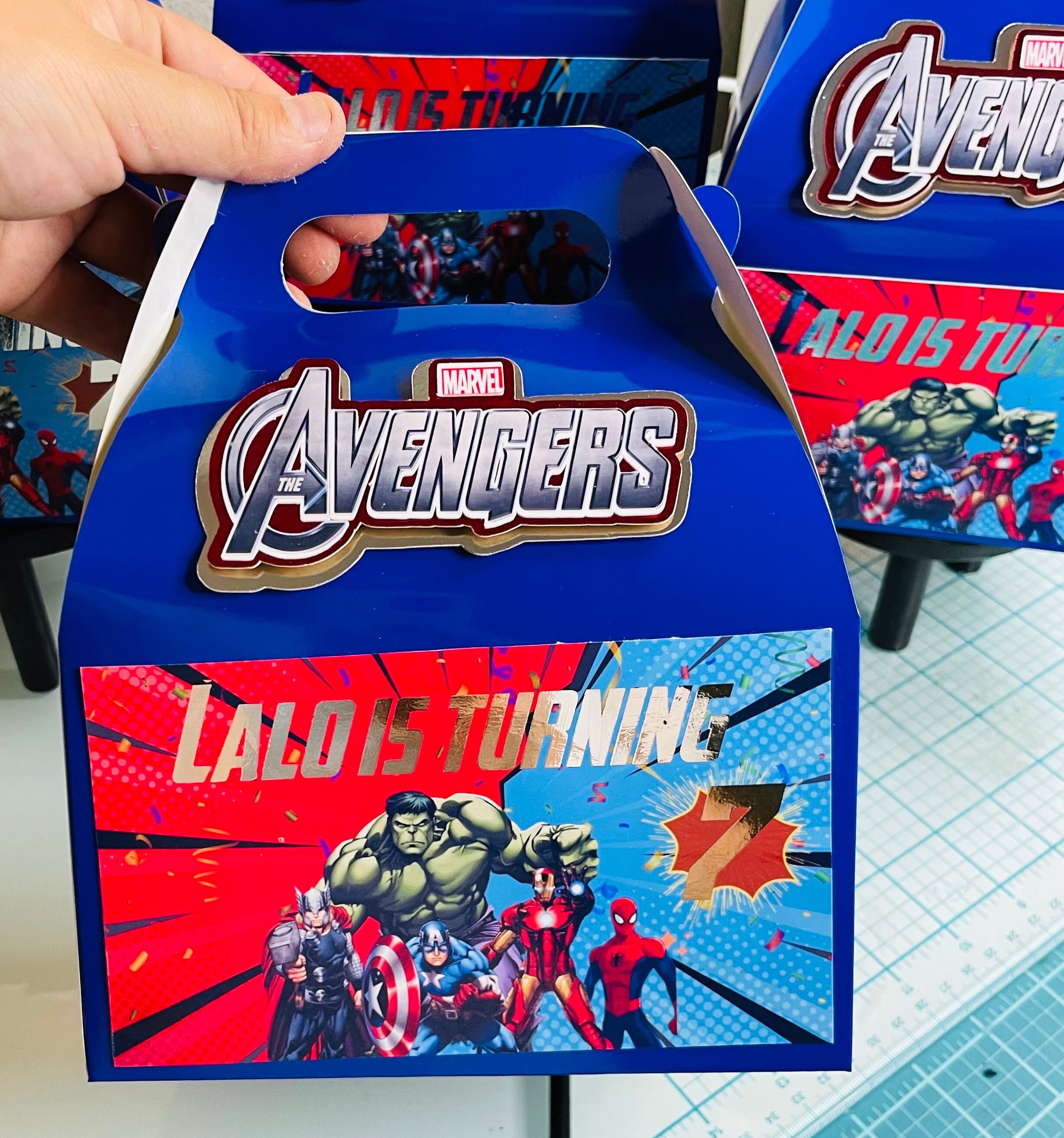 Avengers Marble Gable Boxes With Foil Affect, Treats Box, Party Favors ...