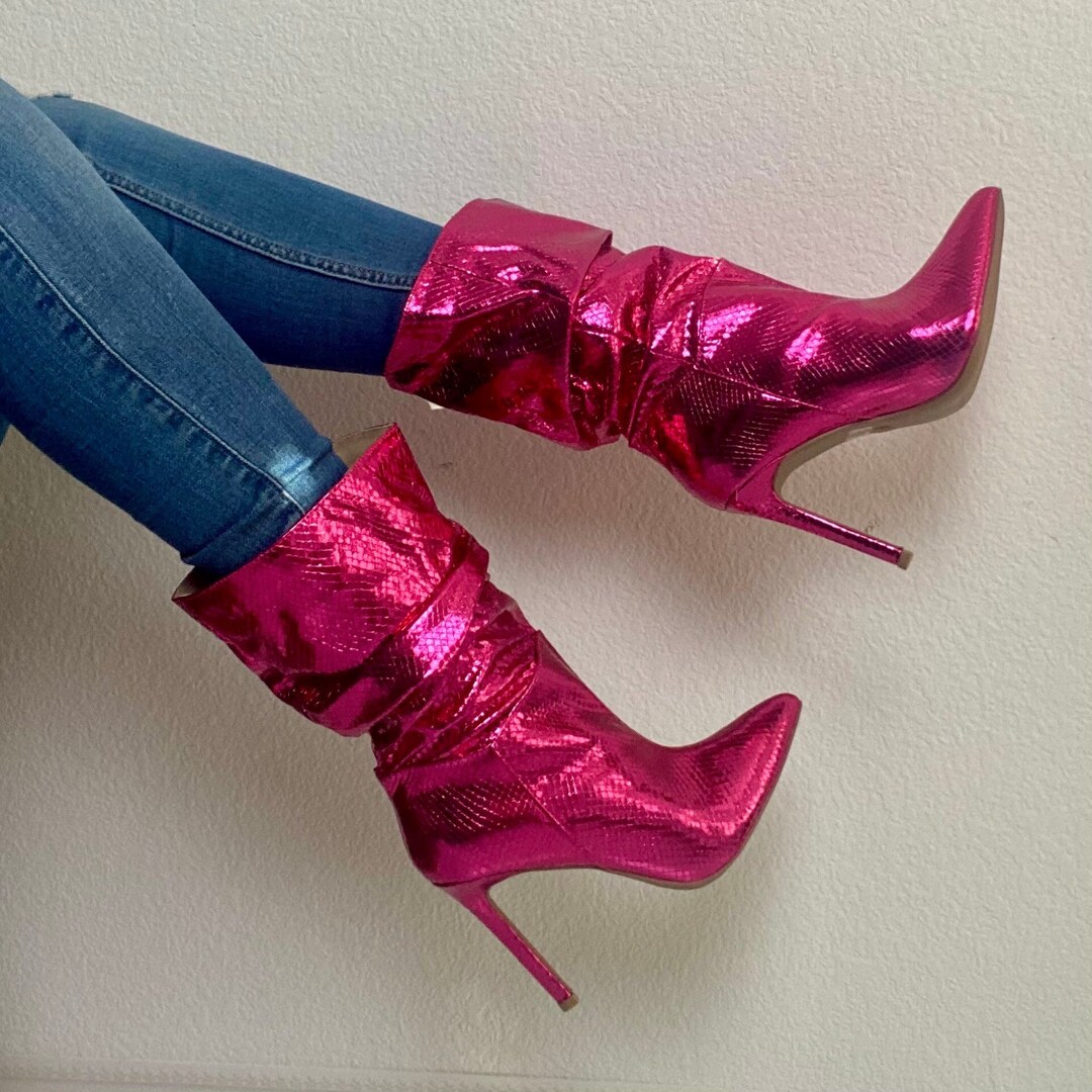 Metallic Snake Skin Boots - Etsy