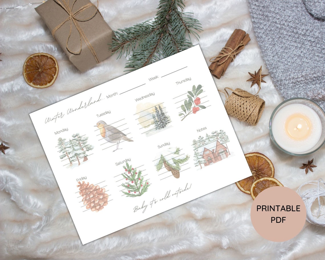 CHRISTMAS Weekly Planner Sheet WINTER at A Glance Christmas - Etsy