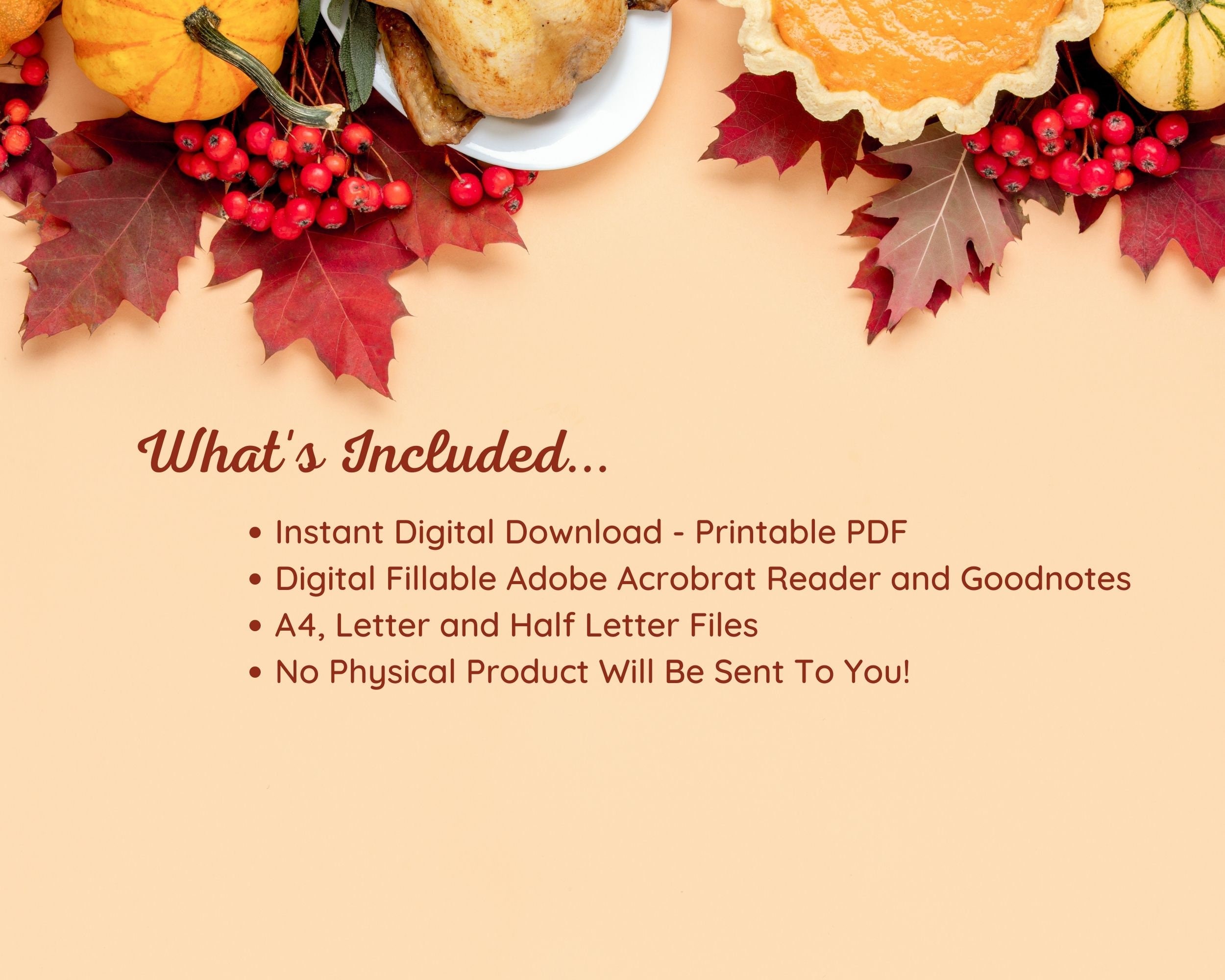 Week of Thanksgiving One Page Printable Planner - Etsy