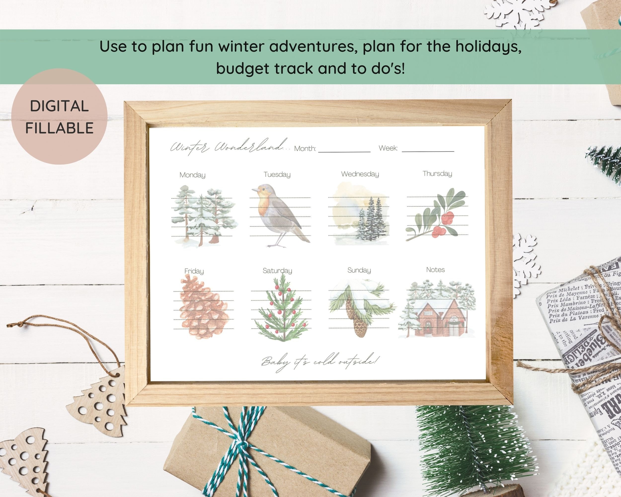 CHRISTMAS Weekly Planner Sheet WINTER at A Glance Christmas - Etsy