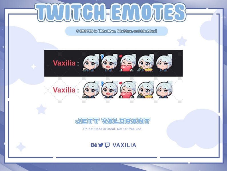 Jett VALORANT Emote Set for Twitch/discord // Twitch Emotes ...