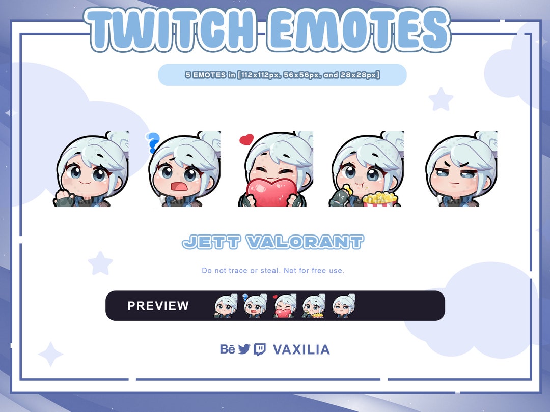 Jett VALORANT Emote Set for Twitch/discord // Twitch Emotes ...