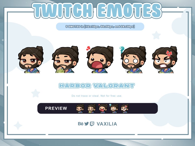 Harbor VALORANT Emote Set for Twitch/discord // Twitch Emotes ...