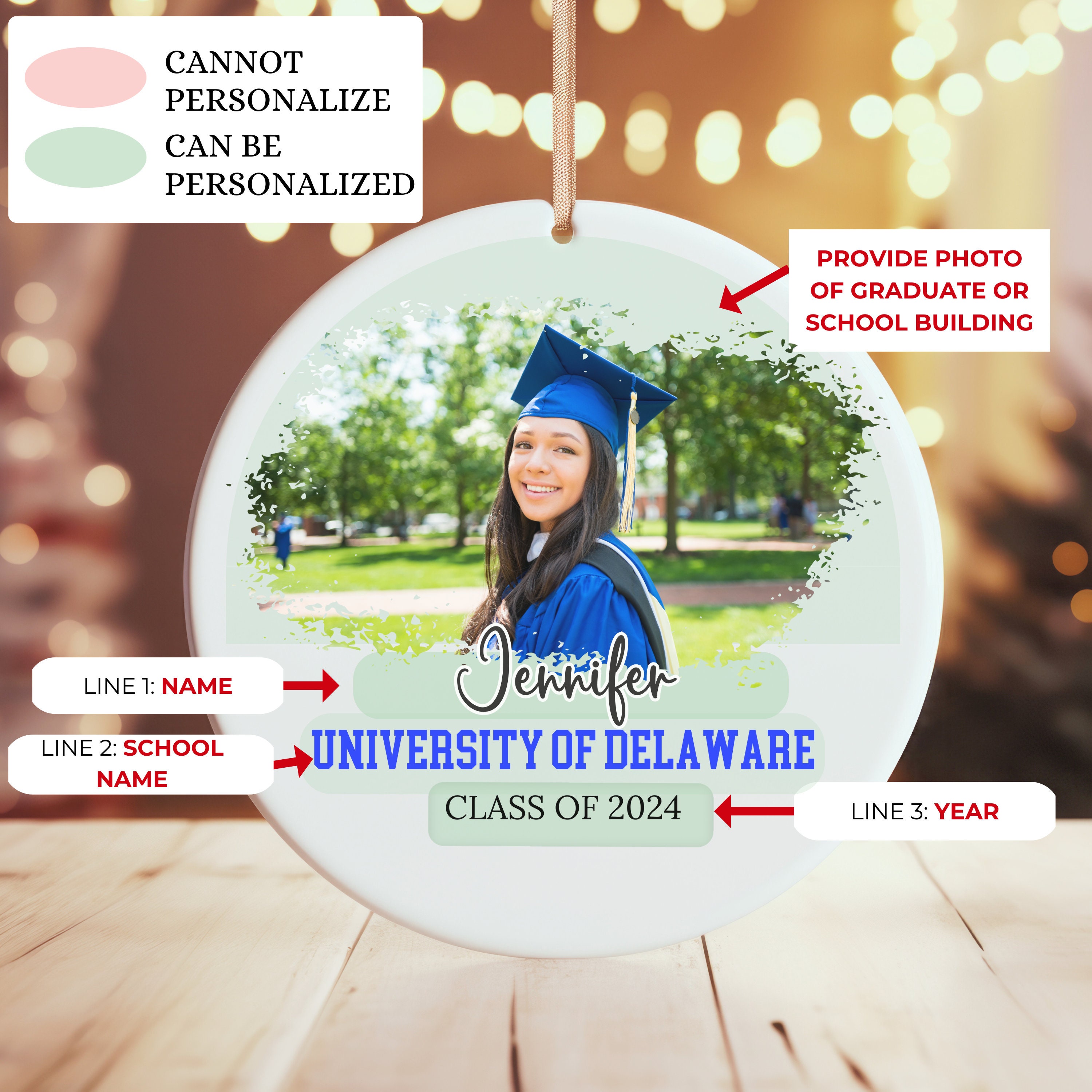Custom Graduation Ornament: Personalized Keepsake Gift, Class of 2024 ...