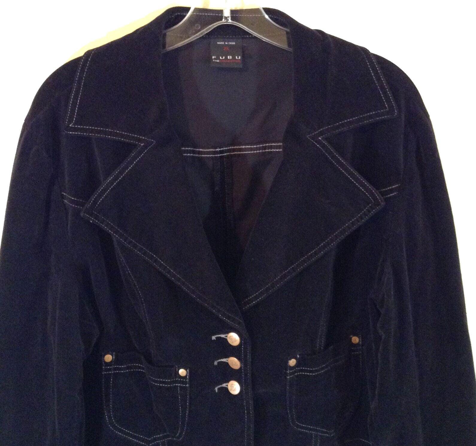 Vintage Y2K Fubu Black Faux Suede Jacket Women Plus Size 2X Cropped ...