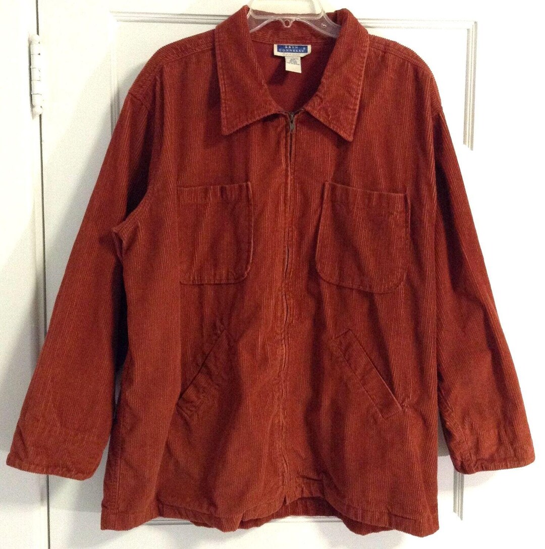 Vtg Bryn Connelly Corduroy Jacket Shacket Women 18W Autumn Rust Full ...