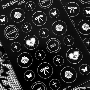 Dark Romantic Gothic Planner Sticker Sheet (24 Pieces), Minimal ...
