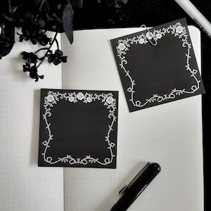 Gothic Rose Vine Notepad, Black and White, 3x3in Memo Pad, 50 Pages - Etsy