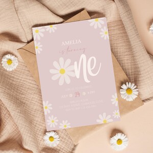 Editable Daisy Birthday Invitation Girl, Boho Wildflower 1st Birthday ...