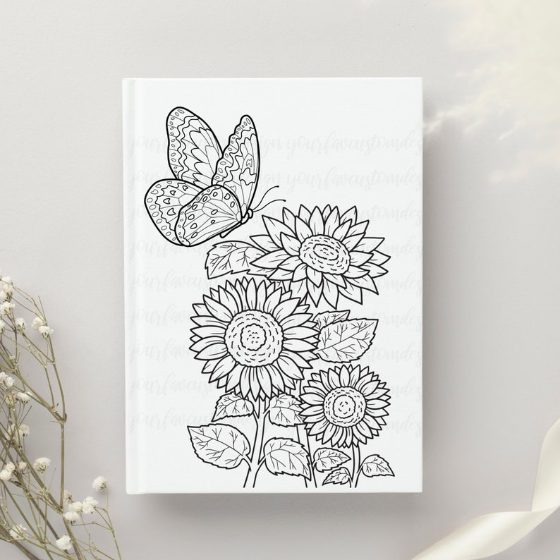 Printable Sunflower Coloring Page Butterfly PDF Printable - Etsy