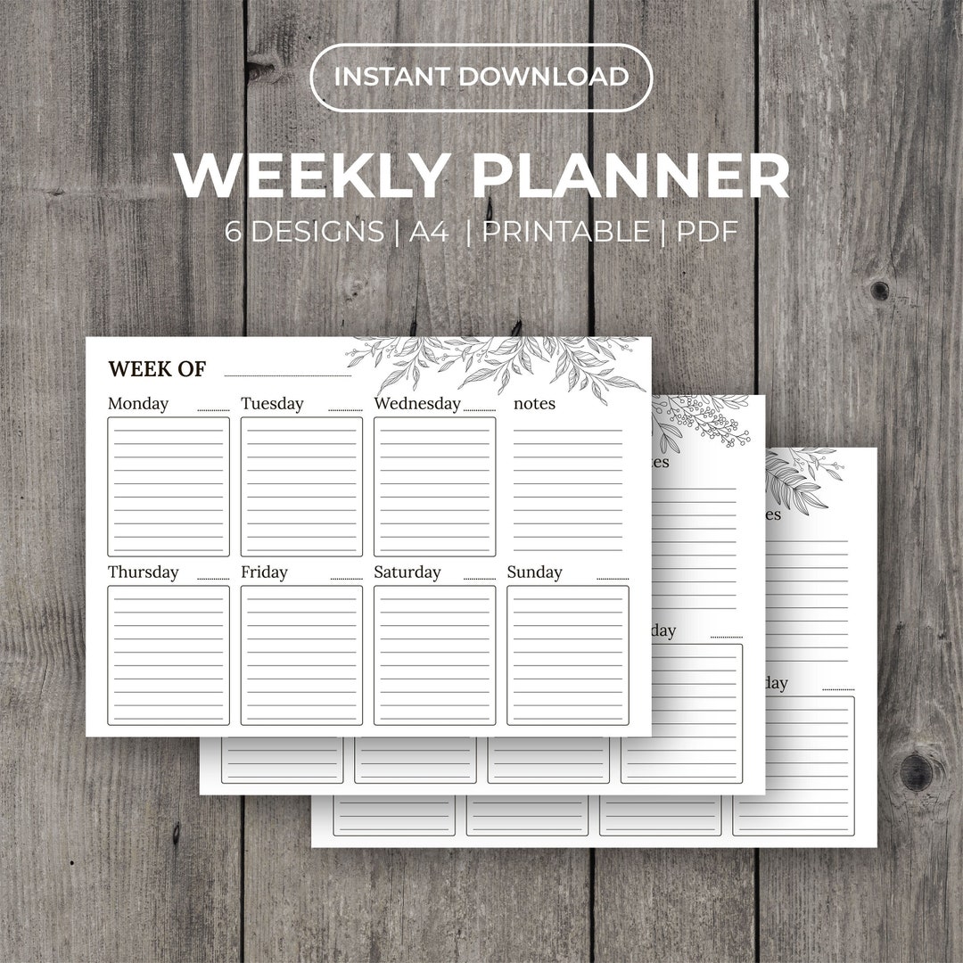 6 Designs Weekly Planner Printable Minimalist Weekly Schedule Weekly ...