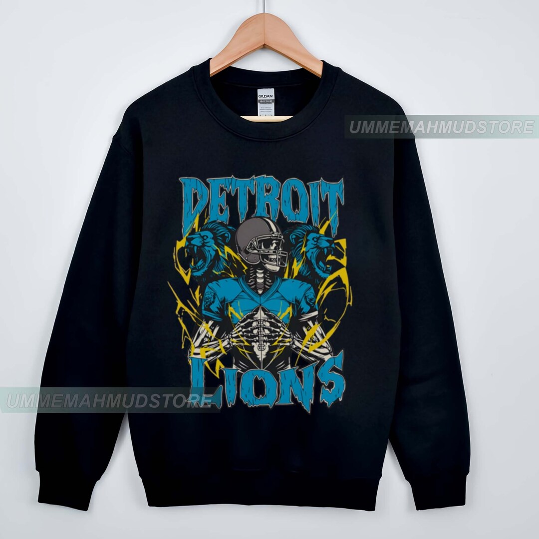 Vintage Detroit Skeleton Football Sweatshirt, Vintage Bootleg Detroit ...