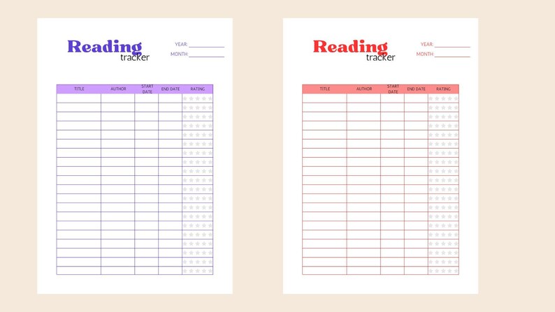 Reading Tracker, Bullet Journal, Reading Log, Reading Journal, Bullet ...