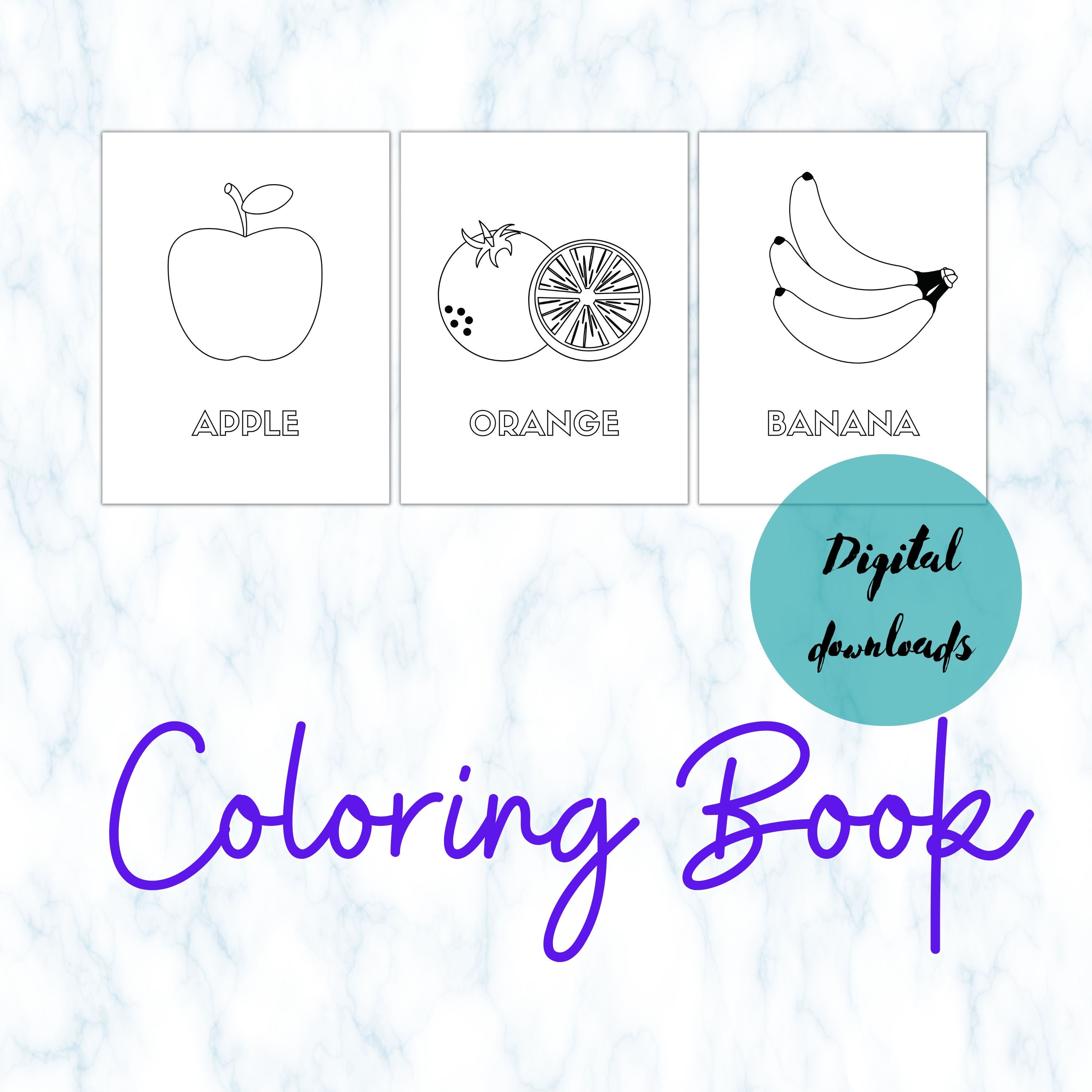 Fruit Coloring Pages | Fruit Coloring Book for Kids | Instant Download ...