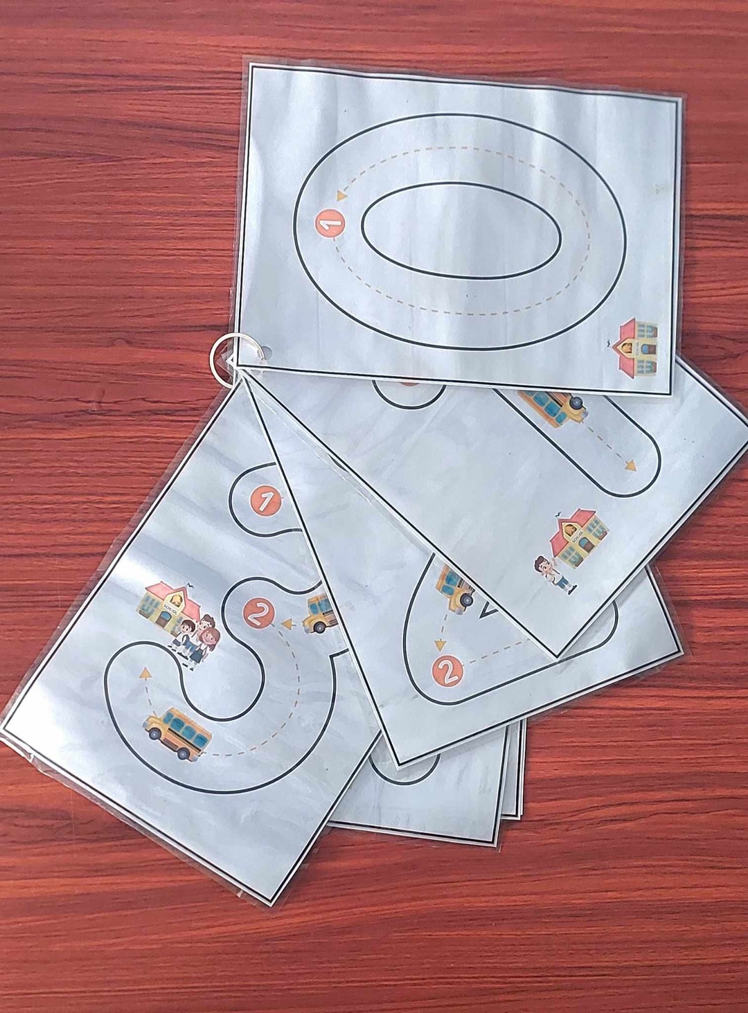 Preschool Number Tracing Flashcards, School and School Bus Printable ...