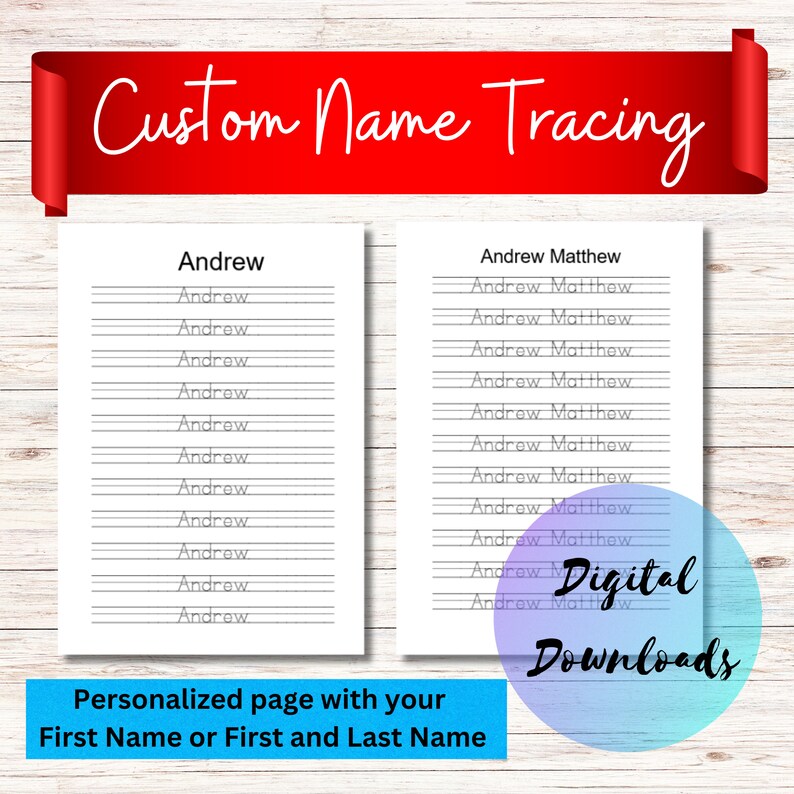 Custom Name Tracing Sheet Personalized Handwriting Practice for Kids ...