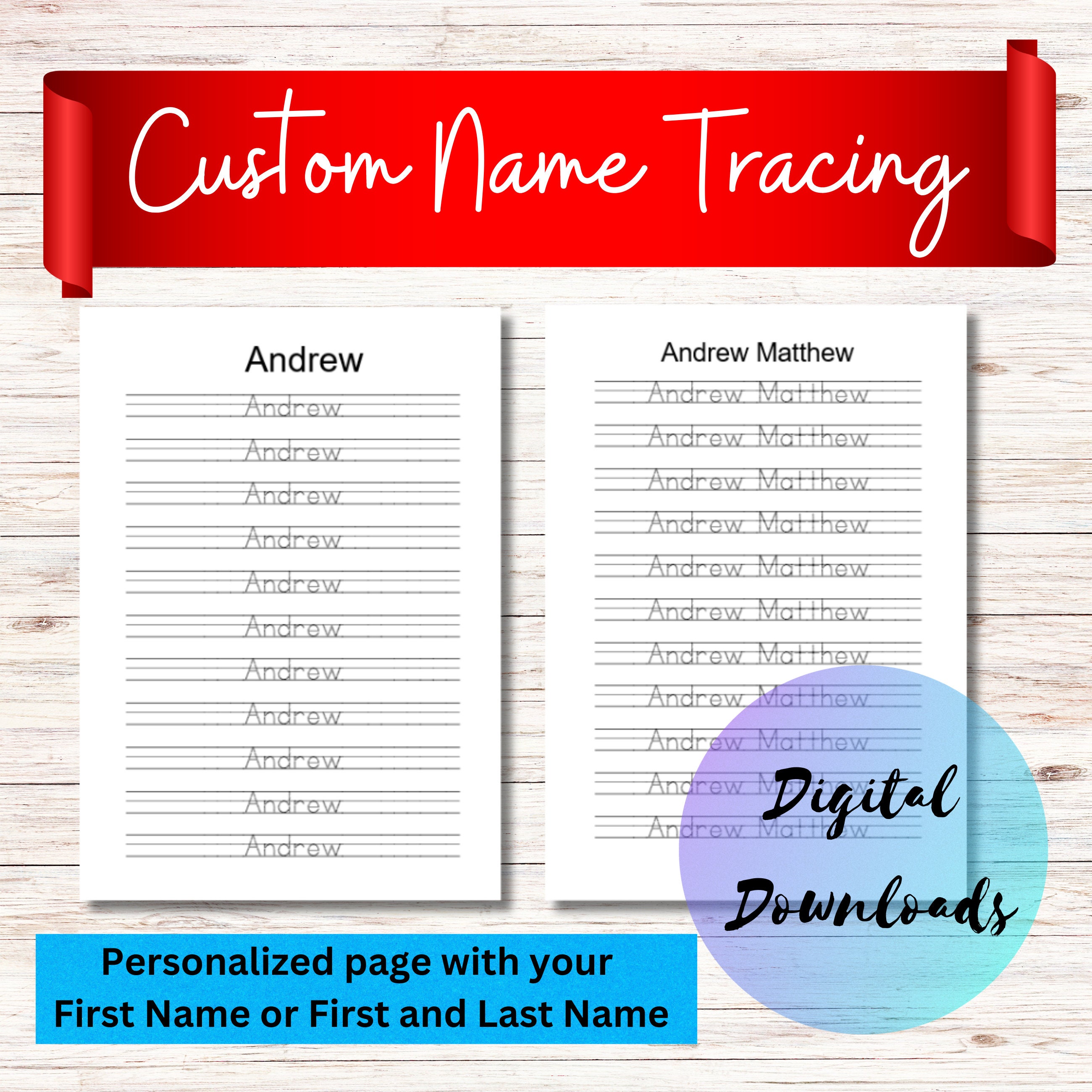 Custom Name Tracing Sheet Personalized Handwriting Practice for Kids ...