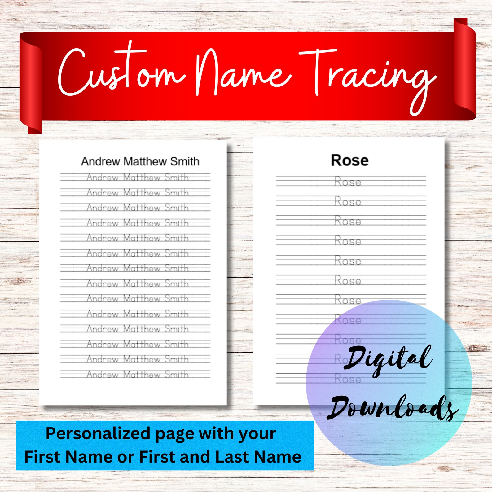 Custom Name Tracing Sheet Personalized Handwriting Practice for Kids ...