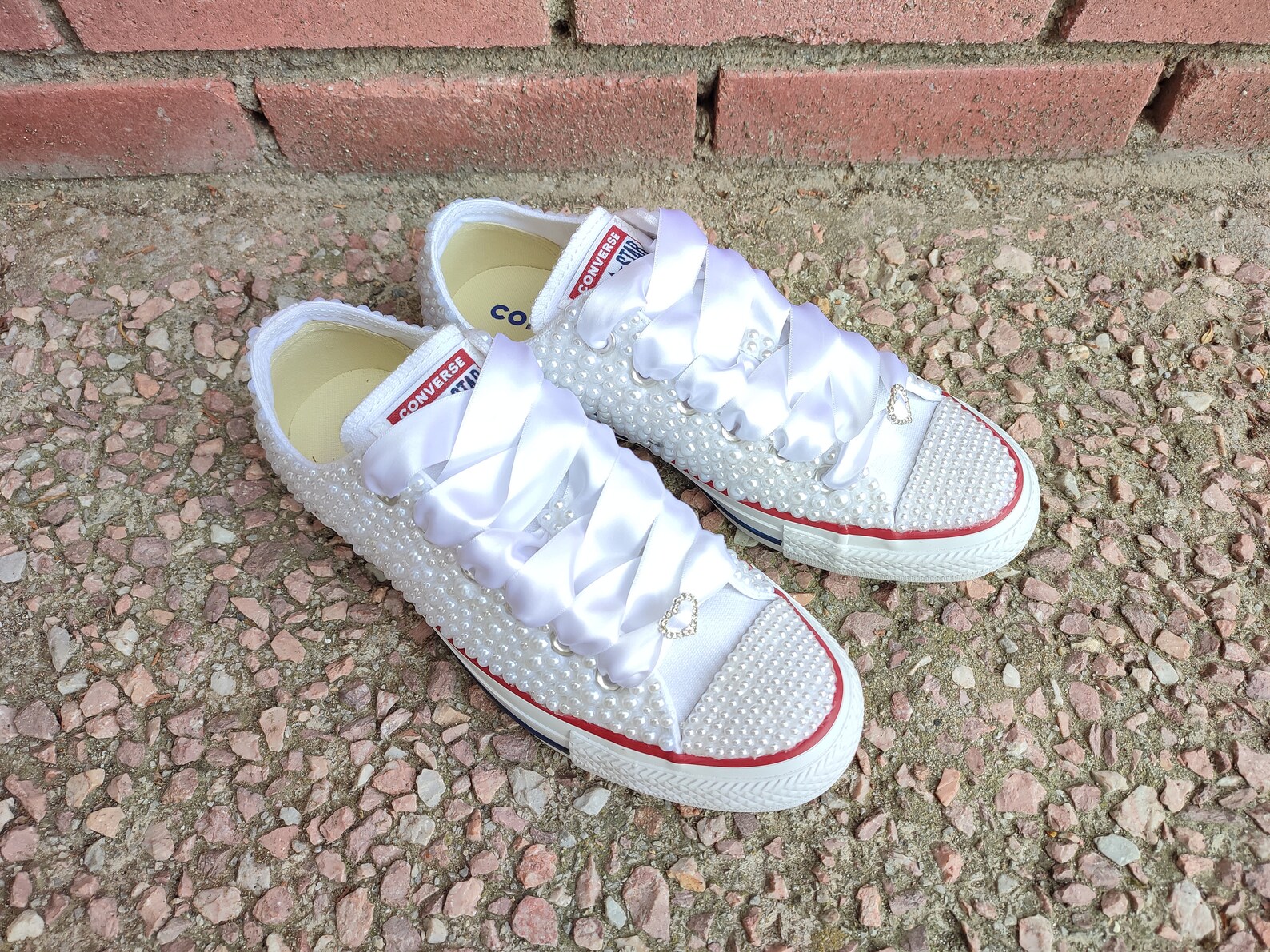 Pearls Converse for Bride - Custom Wedding Shoes for Dancing ...