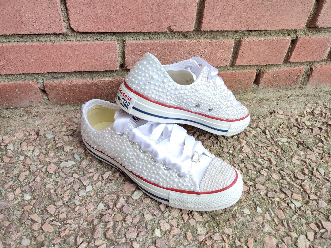 Pearls Converse for Bride - Custom Wedding Shoes for Dancing ...
