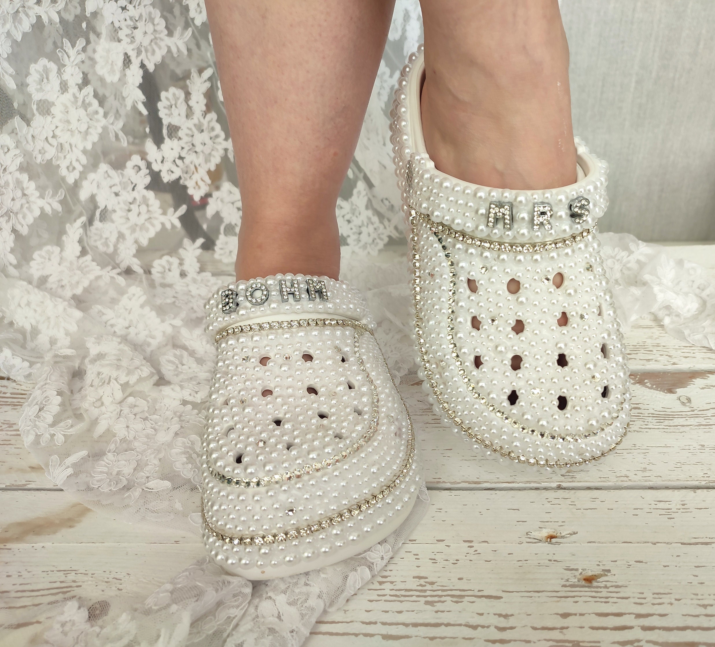 Personalized Bridal Slippers Luxury Personalized Wedding Clogs.handmade ...