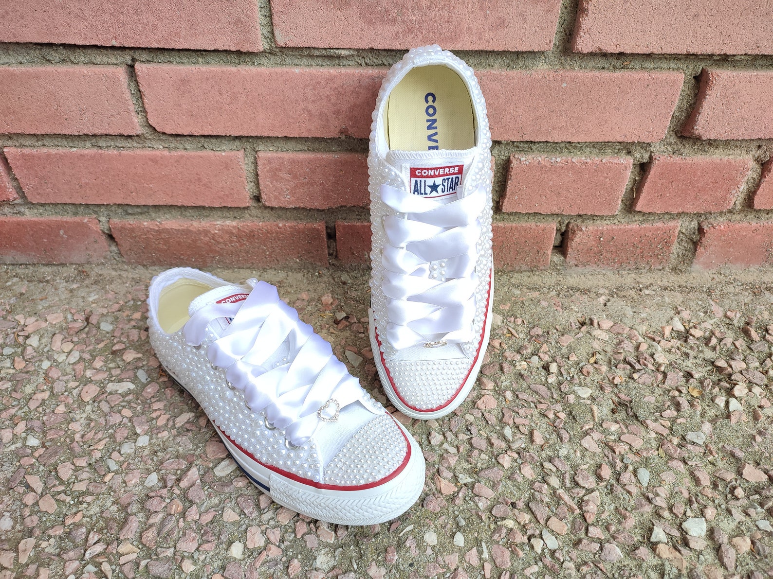 Pearls Converse for Bride - Custom Wedding Shoes for Dancing ...