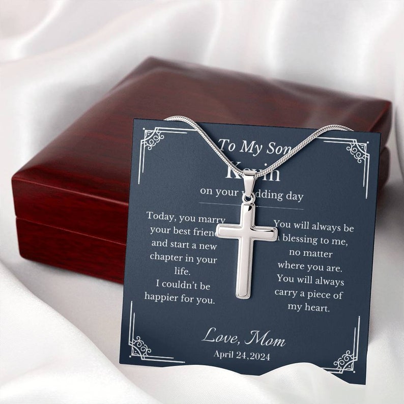 Son Getting Married Gift From Mom, Cross Necklace Gift to Son on ...