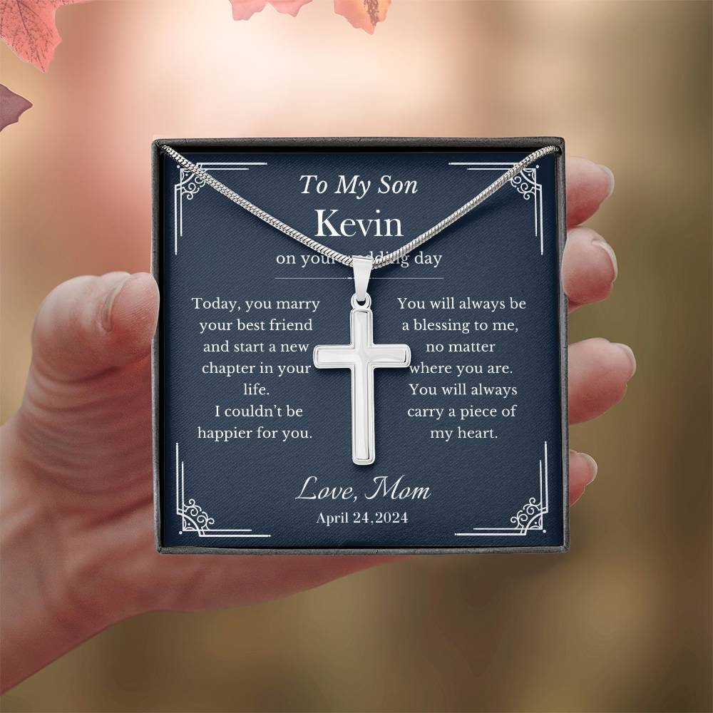 Son Getting Married Gift From Mom, Cross Necklace Gift to Son on ...