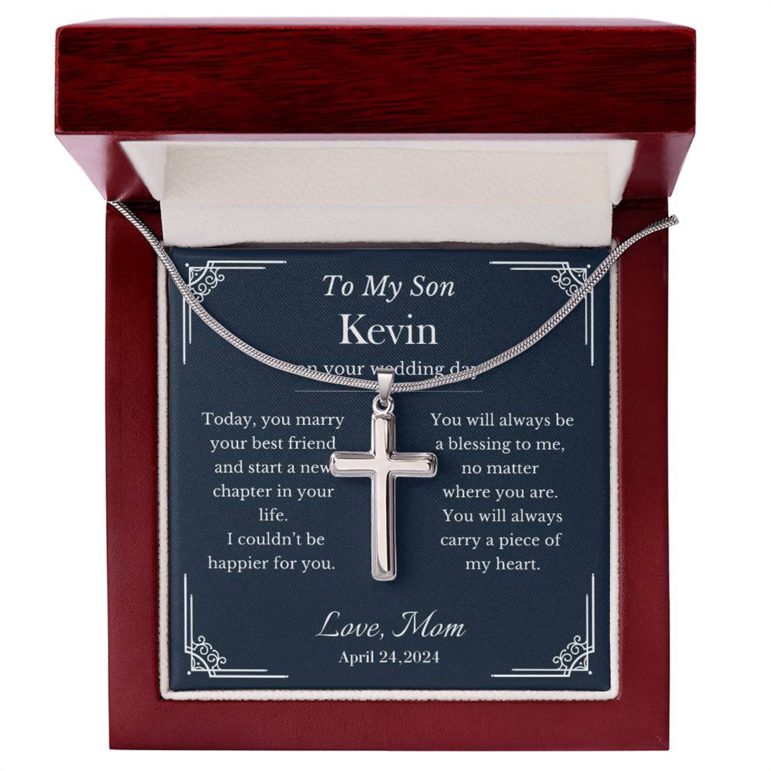 Son Getting Married Gift From Mom, Cross Necklace Gift to Son on ...