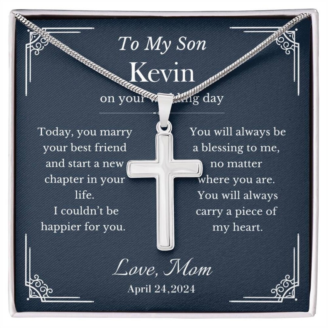 Son Getting Married Gift From Mom, Cross Necklace Gift to Son on ...