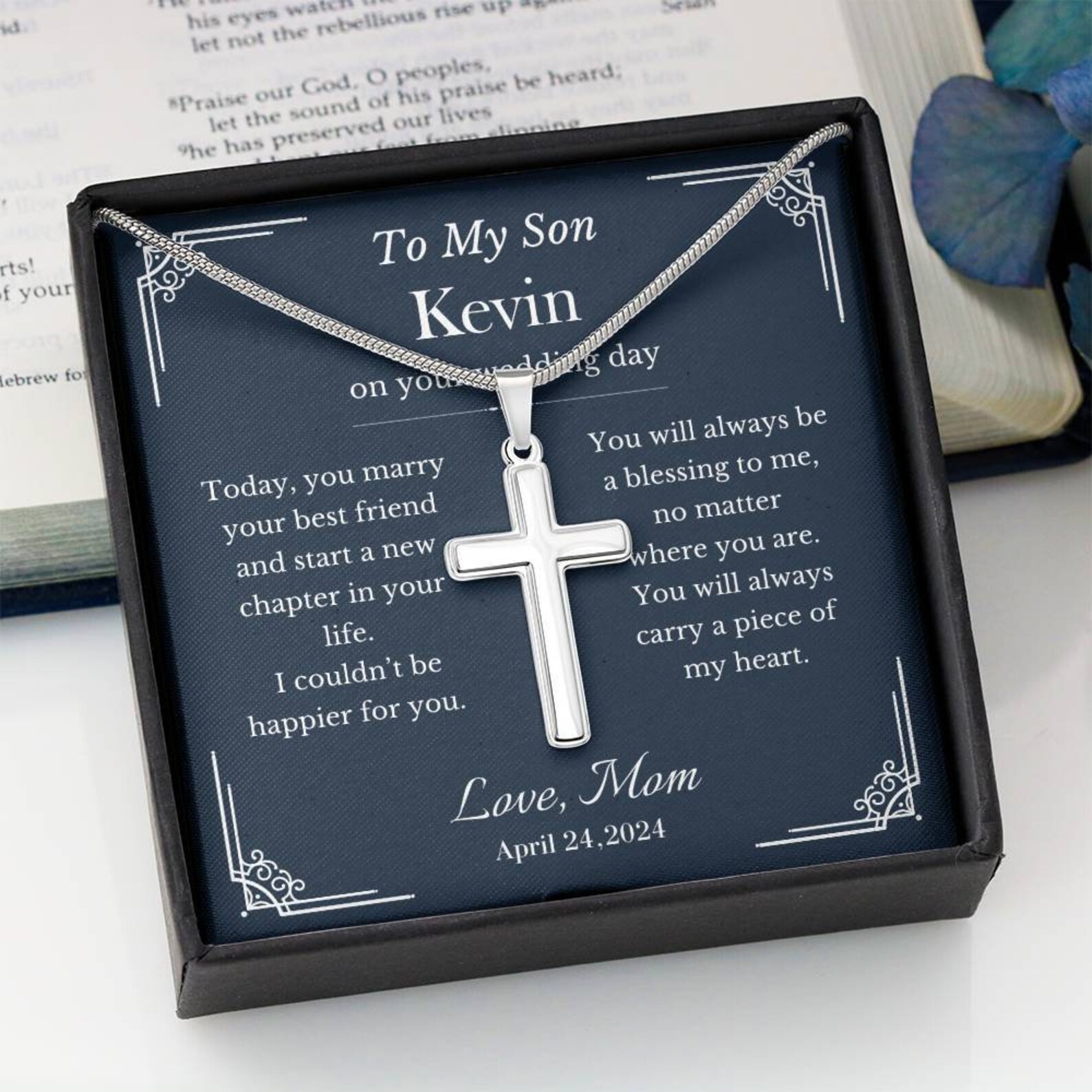 Son Getting Married Gift From Mom, Cross Necklace Gift to Son on ...