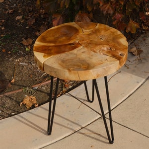 Rustic Reclaimed Round Teak Wood Slice Side Table With Metal Legs, 18 X 18 X 21in Height - Etsy