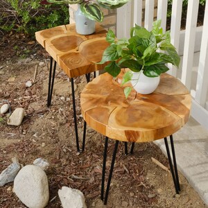 Rustic Reclaimed Round Teak Wood Slice Side Table With Metal Legs, 18 X 18 X 21in Height - Etsy