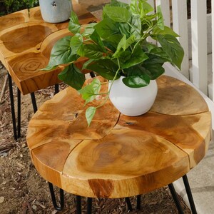 Rustic Reclaimed Round Teak Wood Slice Side Table With Metal Legs, 18 X 18 X 21in Height - Etsy