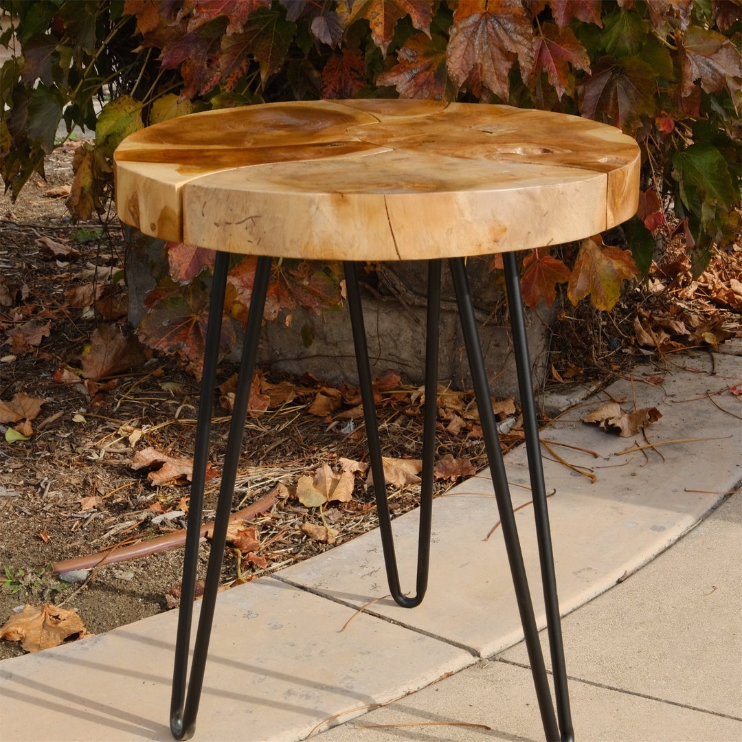 Rustic Reclaimed Round Teak Wood Slice Side Table With Metal Legs, 18 X 18 X 21in Height - Etsy