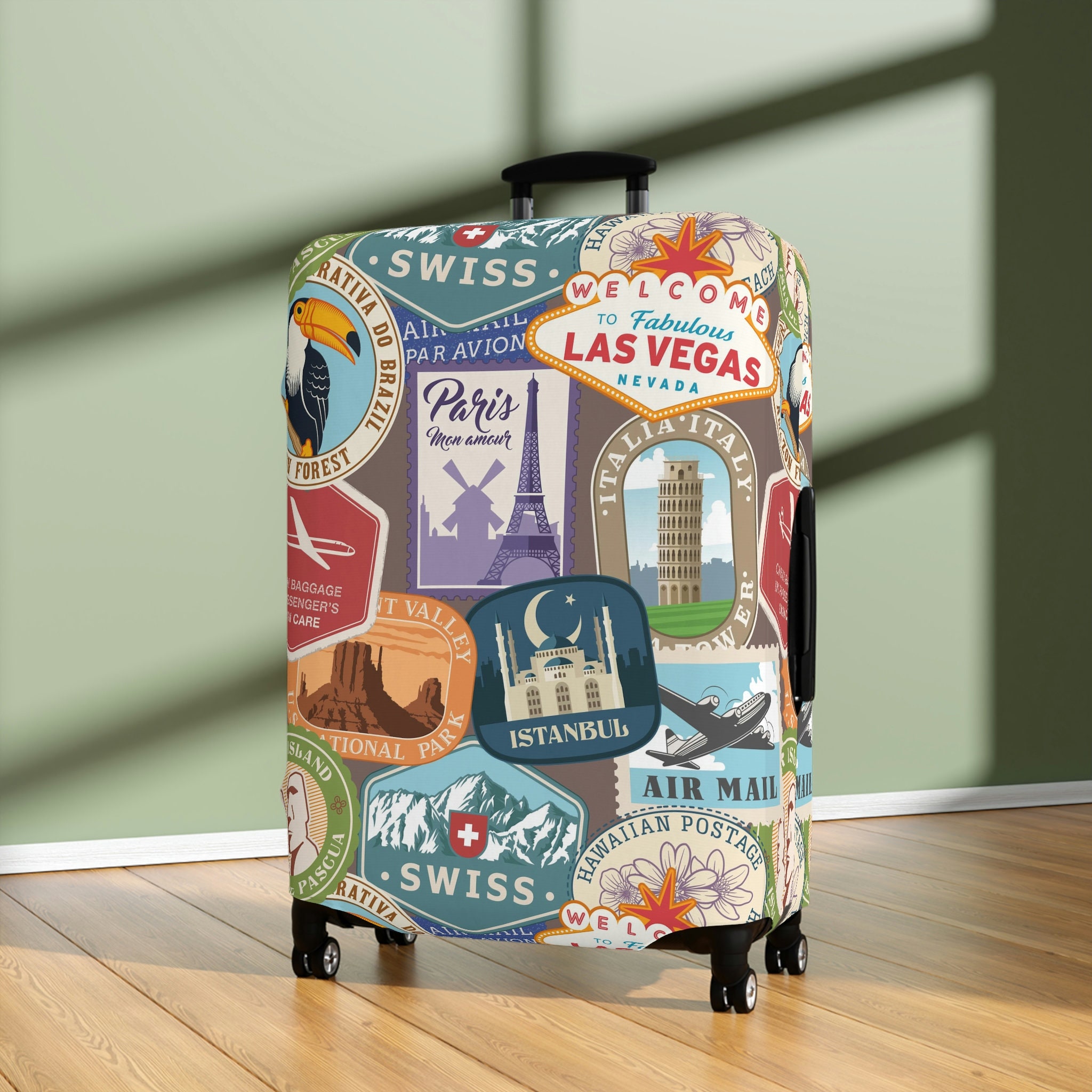 Travel the World Designed Luggage Cover Modern Luggage - Etsy