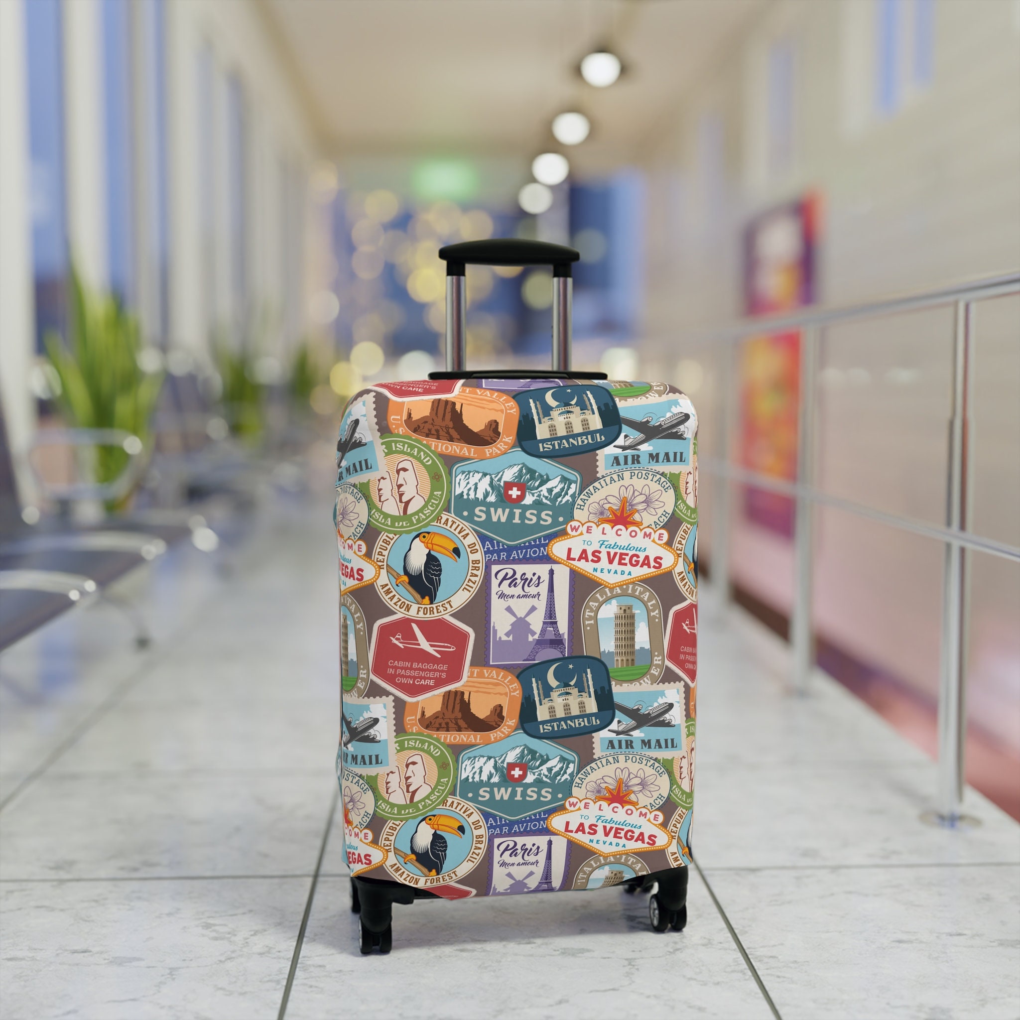 Travel the World Designed Luggage Cover Modern Luggage Protector ...