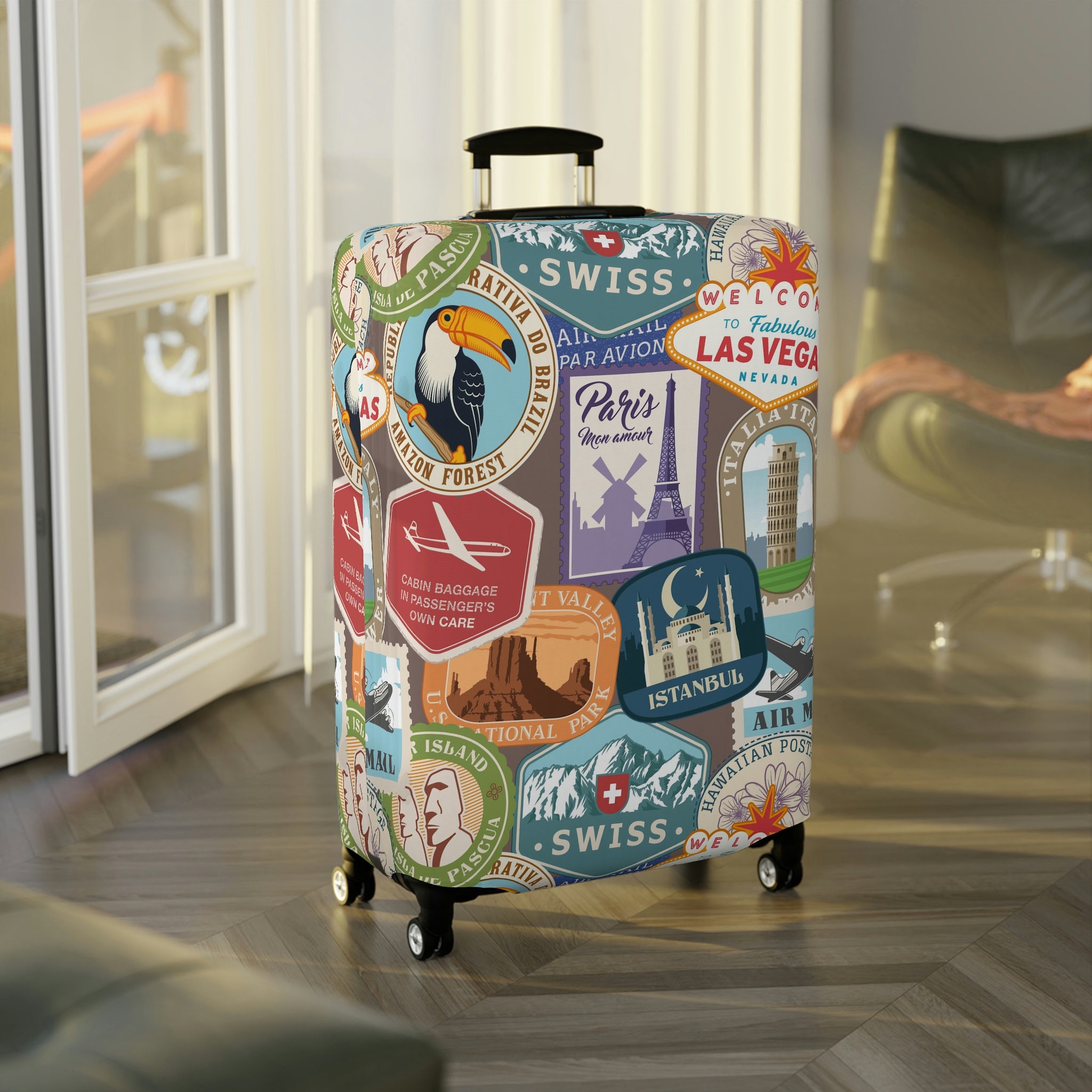 Travel the World Designed Luggage Cover Modern Luggage - Etsy