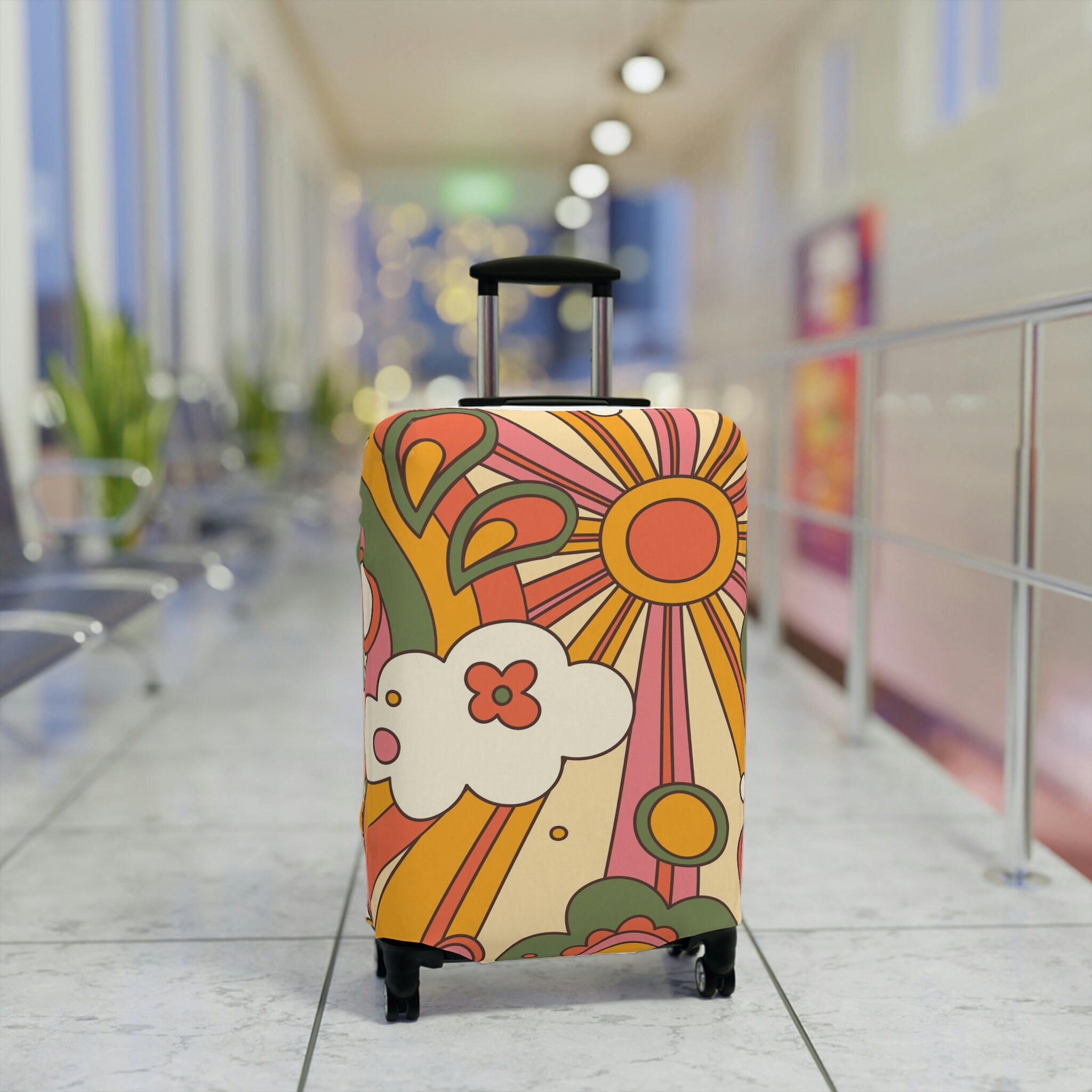 70S Hippy Retro Groovy Luggage Cover Modern Luggage Cove Designed ...