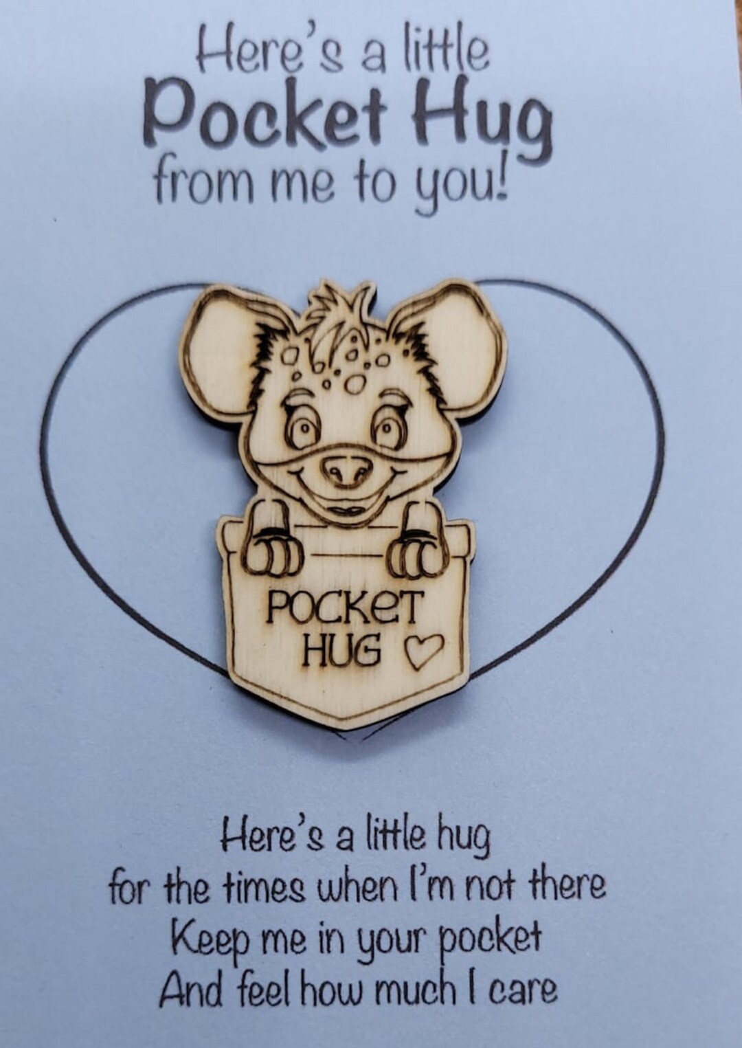 Hyena Handmade Wooden Pocket Hug Token Love Gift Little Pocket Hug ...