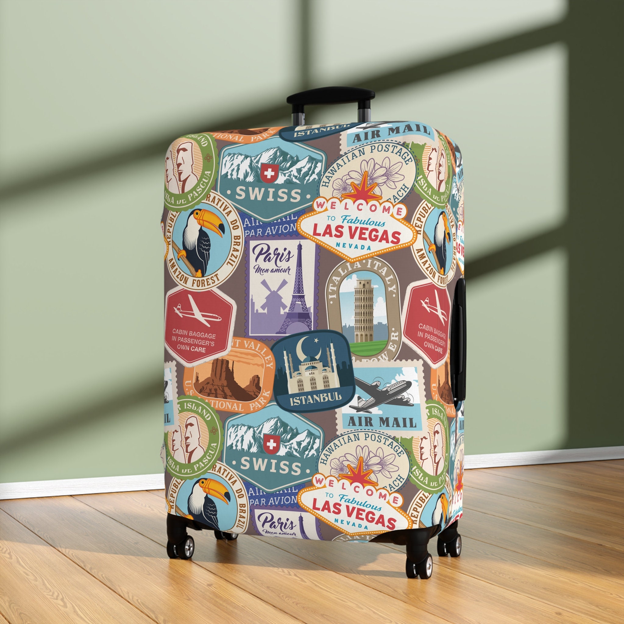 Travel the World Designed Luggage Cover Modern Luggage Protector ...