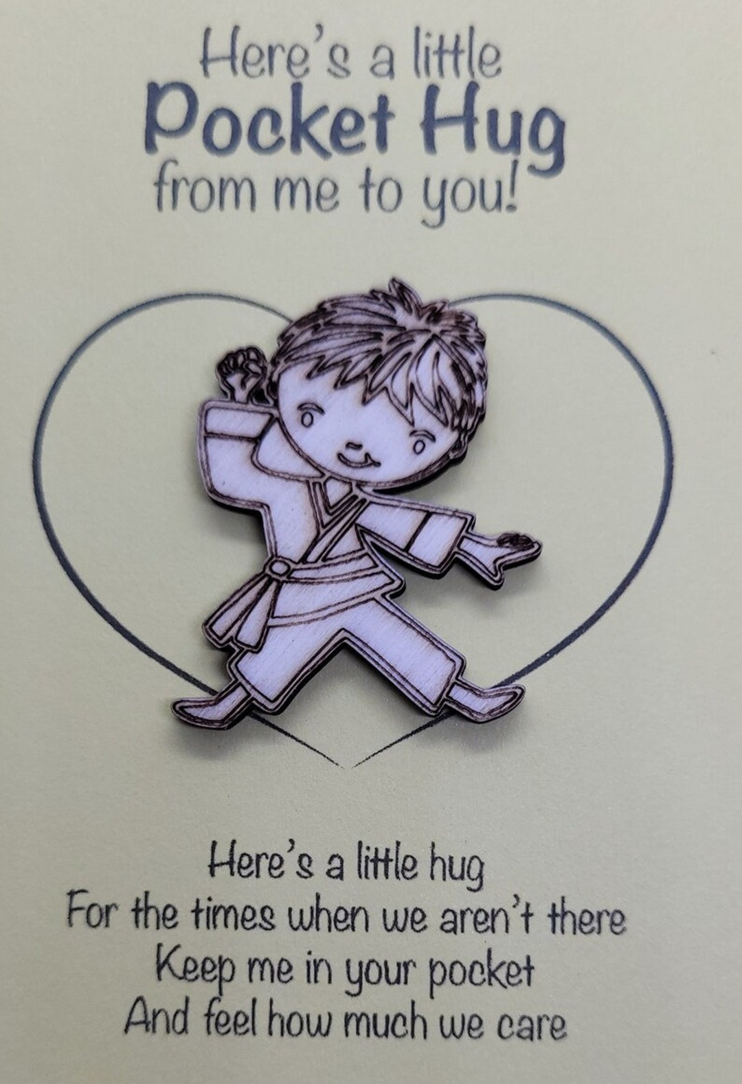 Karate Handmade Wooden Pocket Hug Token Love Gift Little Pocket Hug ...