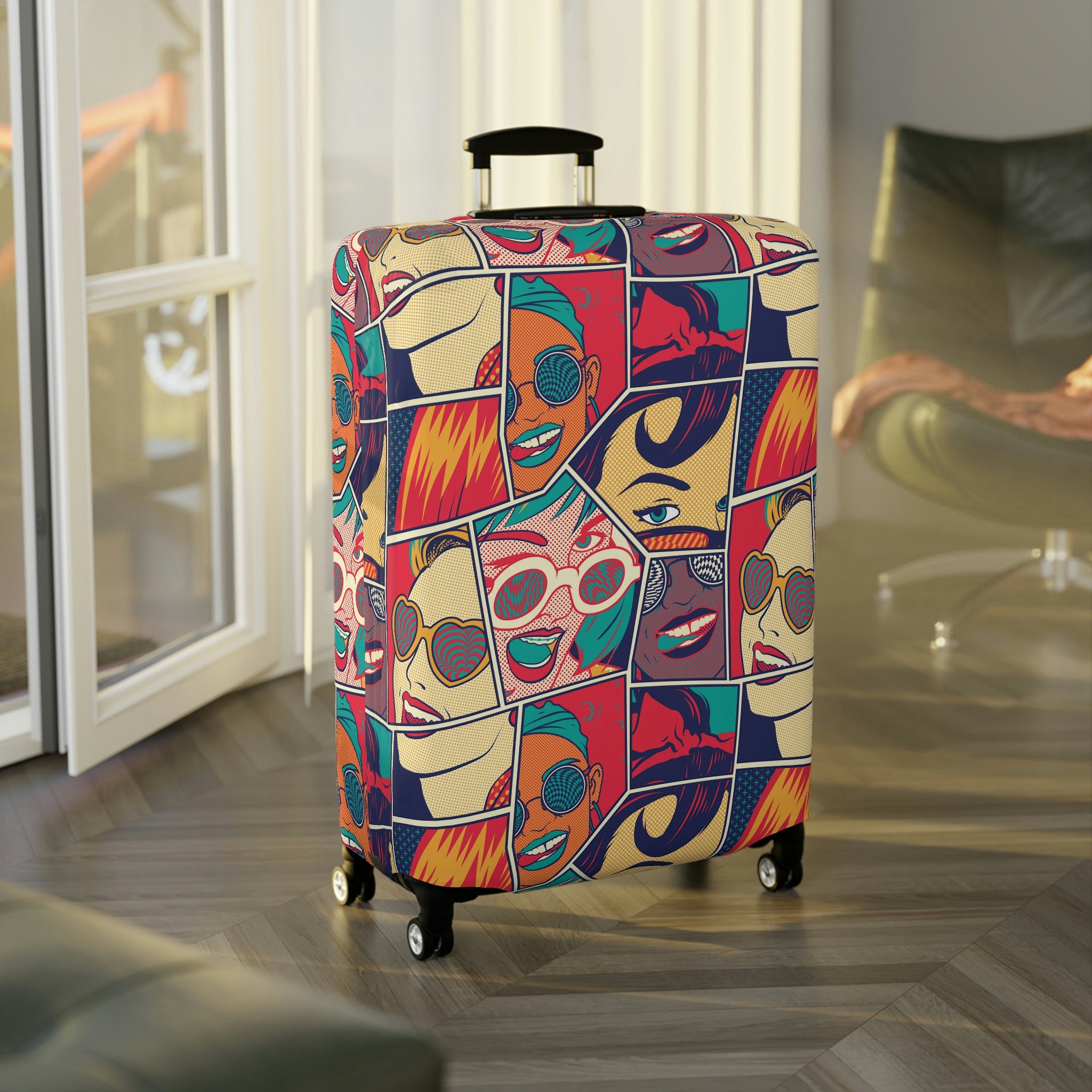 Retro Pop Art Comic Strip Hippy Custom Designed Luggage Cover Modern ...