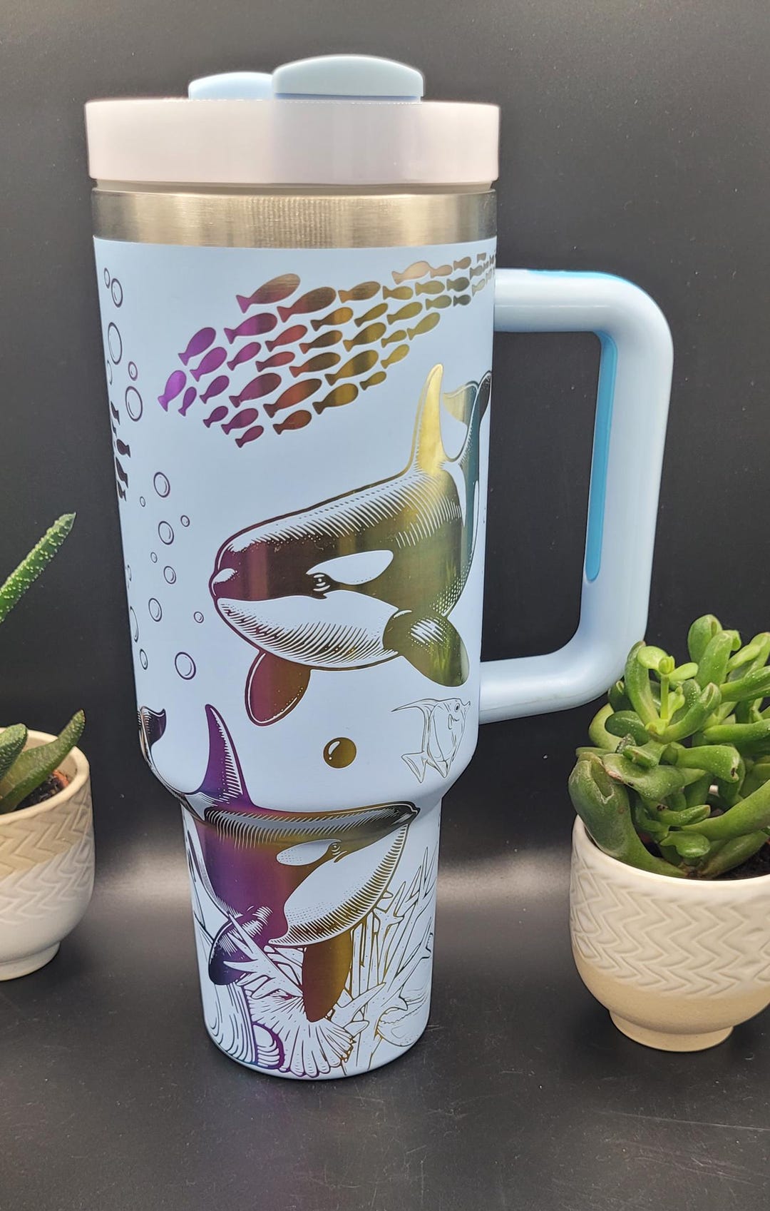 Orca, Killer Whales Engraved 40oz Double Wall Insulated Tumbler With ...